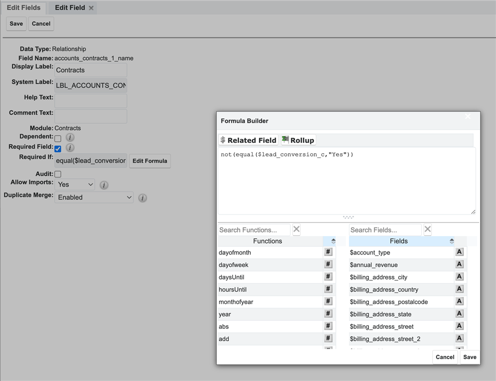 How To Make Custom Relationship Field Required Only For When User Click On Create View Not